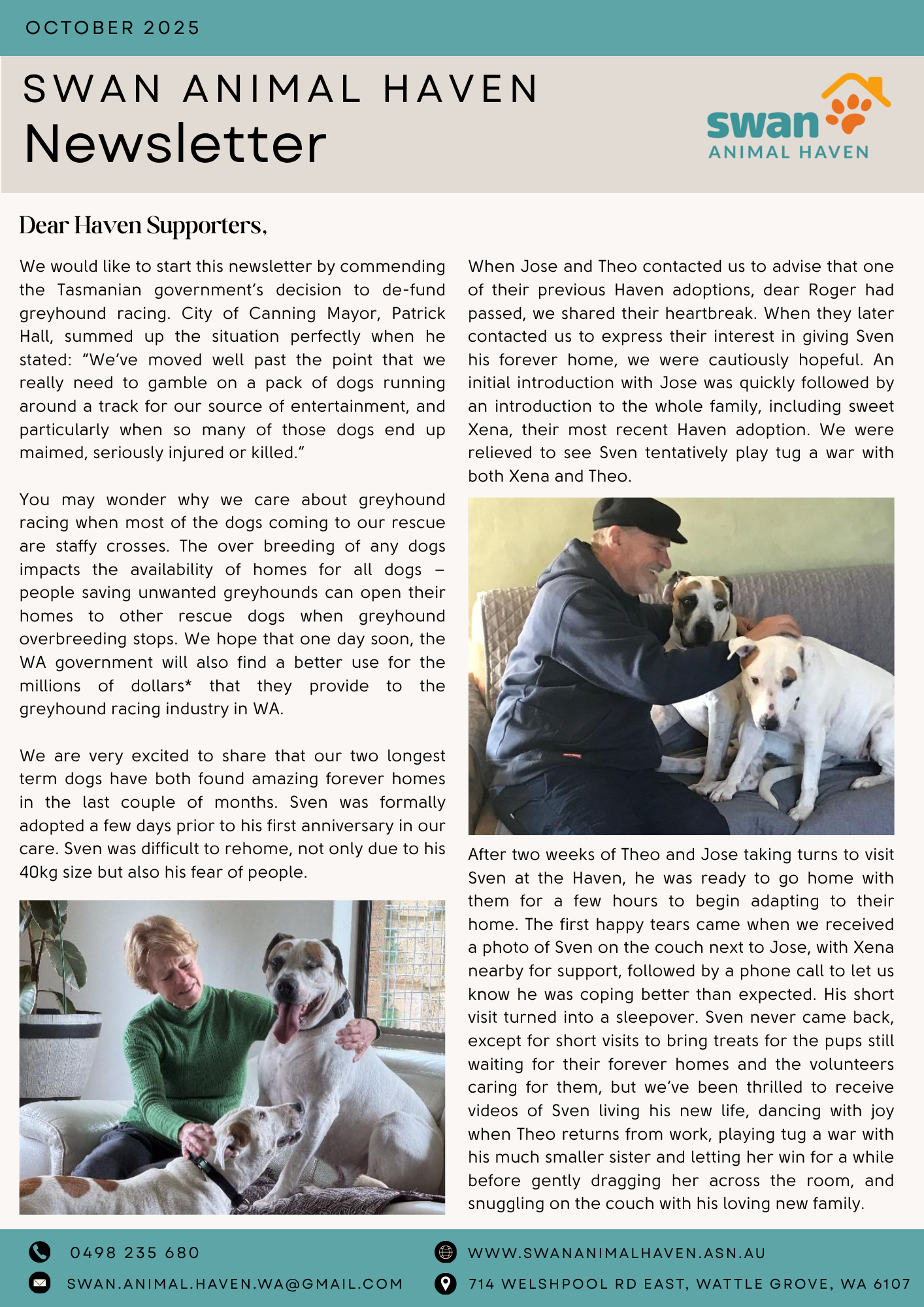 Newsletter - Swan Animal Haven